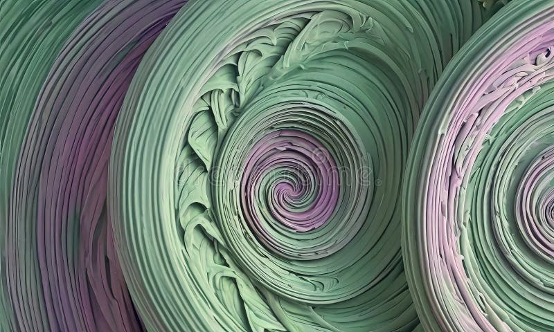 Close-up View Spiral Pattern in Shades Green and Purple, with Central ...