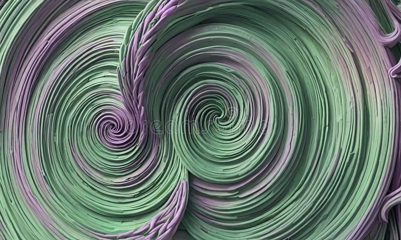 Close-up View Spiral Pattern in Shades Green and Purple, with Central ...