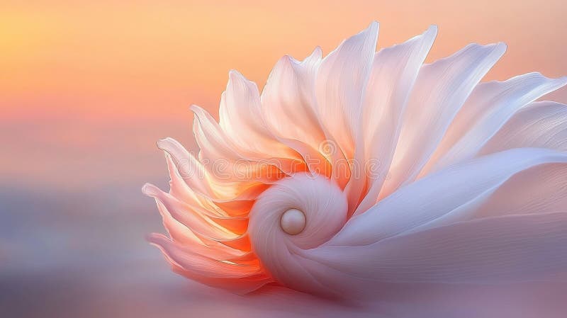 A Nautilus Shell at Sunset. Stock Image - Image of serene, orange ...