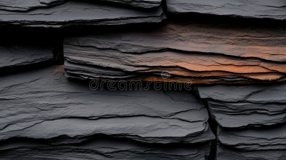 A Close-up View of a Textured Surface Composed of Overlapping Dark Gray ...