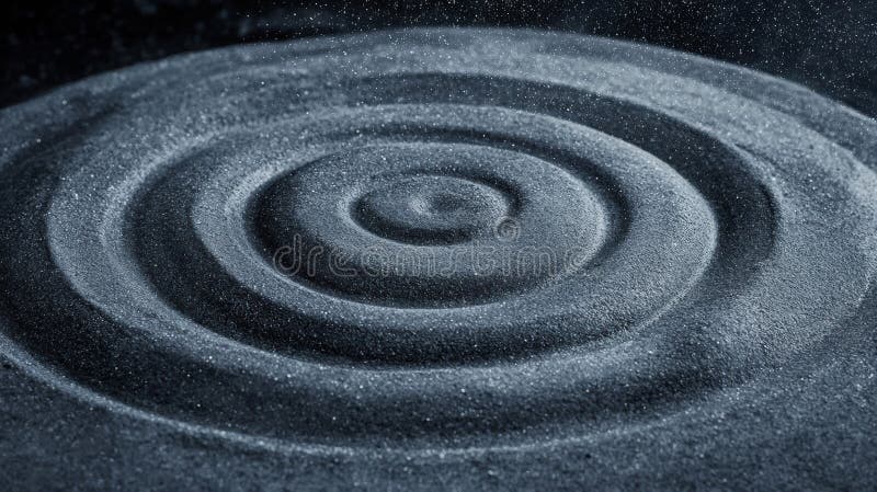 A Close-up View of a Circular Pattern Formed by Ripples in a Dark ...