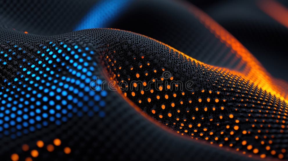 A Digital Illustration of a Wave-like Pattern with Orange and Blue Dots ...
