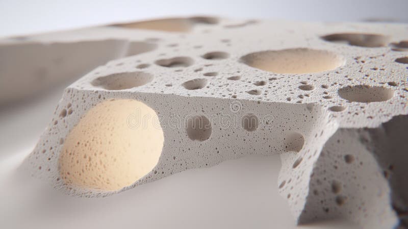 A Close-up View of a Porous, Textured Surface with a Light Beige Color ...