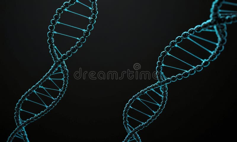 Two Blue DNA Strands Cross Each Other Against Black Background ...