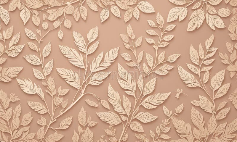Repeating Pattern Light Pink Leaves and Branches Against Light Pink ...