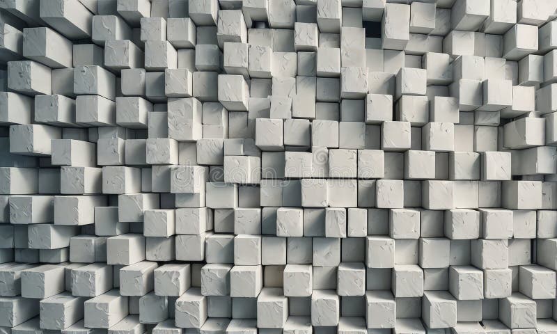 3D White Cube Pattern, with Varying Shades Gray, Creating Textured and ...