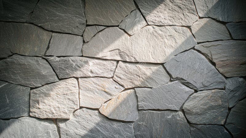 A Wall Made of Irregularly Shaped Stones in Varying Shades of Gray ...