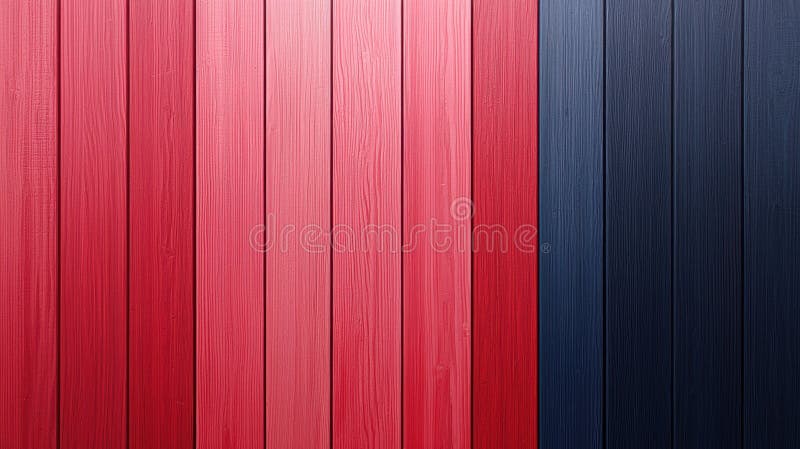 A Wooden Wall with Alternating Red and Dark Blue Panels. Stock Image ...