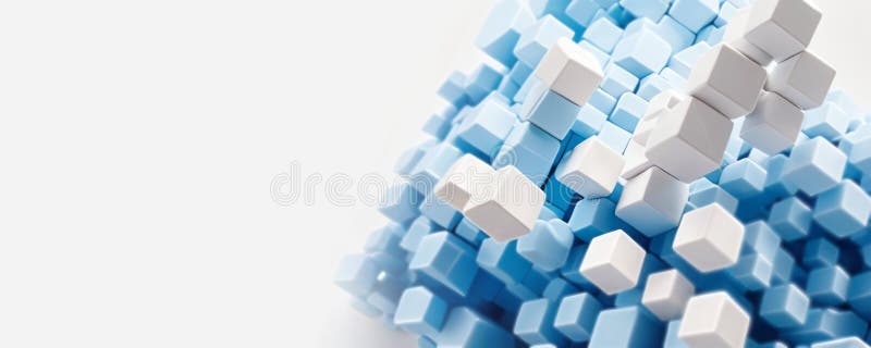 Blue and White Cubes Forming 3D Structure Stock Illustration ...