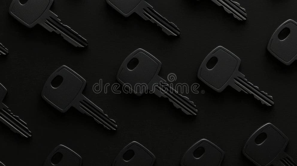 A Collection of Black Keys Arranged in a Grid Pattern. Stock Image ...