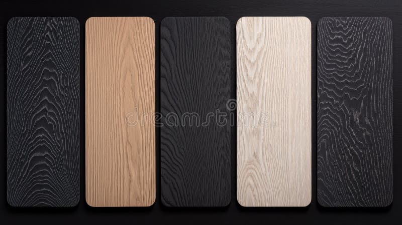 A Collection of Five Wood Grain Designs, Each with a Unique Color and ...