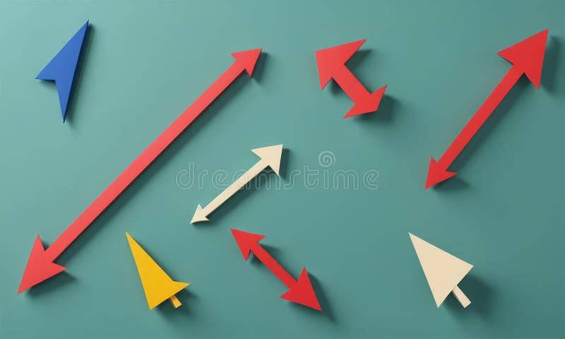 Collection Eight Arrows in Various Colors and Orientations is Arranged ...