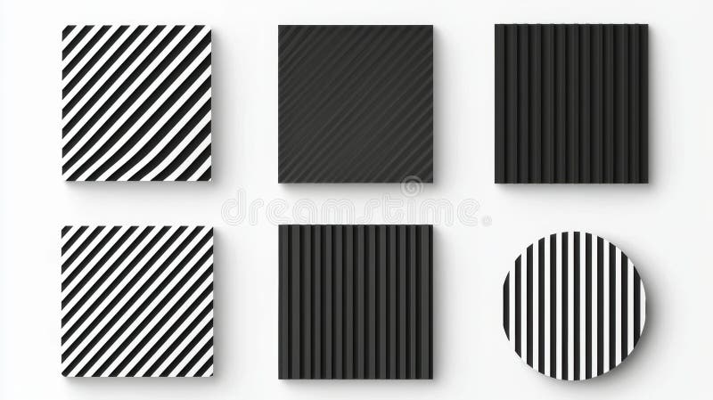 A Collection of Six Abstract Artworks, Each Featuring a Unique Black ...
