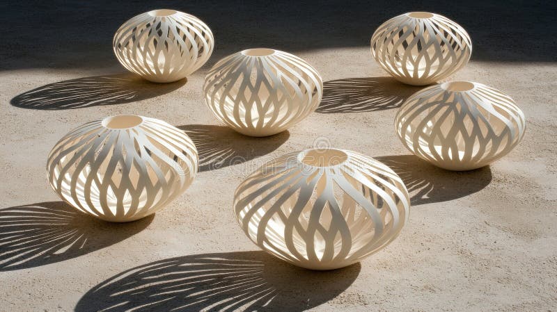 White Vases with Cutouts stock image. Image of lattice - 375411117