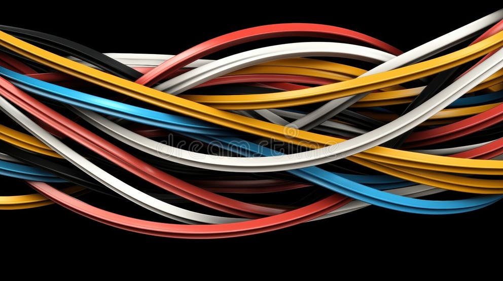 A 3D Rendering of a Complex Network of Interconnected Wires in Various ...