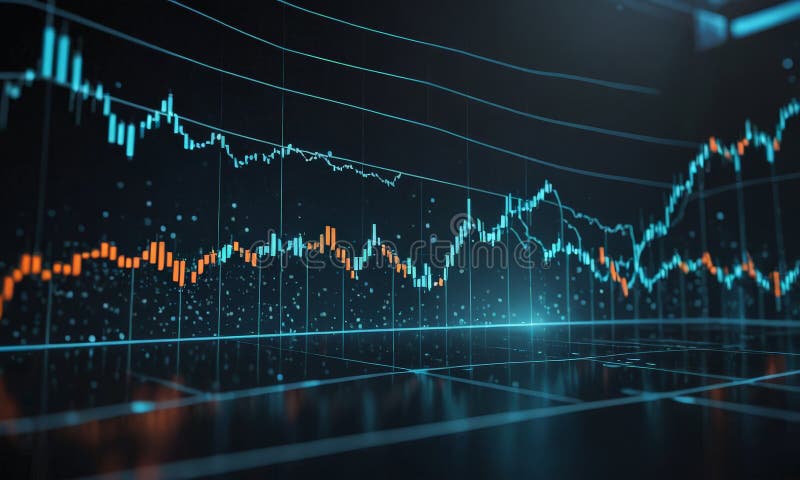 Stock Chart with Blue and Orange Line Graph, Featuring Steep Upward ...