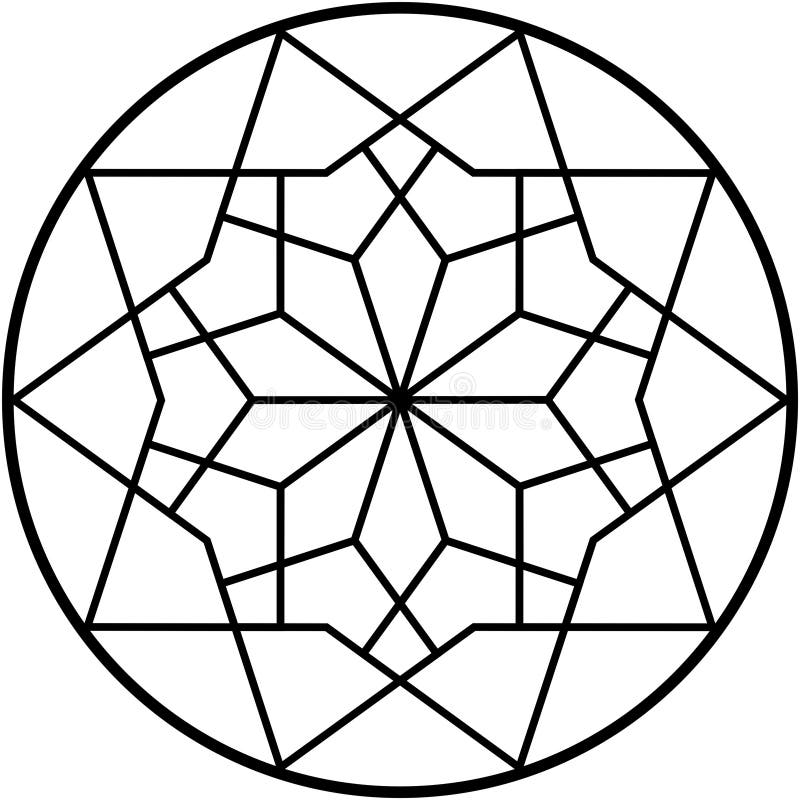 Geometric Medallion Pattern Featuring Symmetrical Shapes and Radiating ...