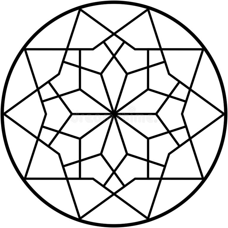 Geometric Medallion Pattern Featuring Symmetrical Shapes and Radiating ...