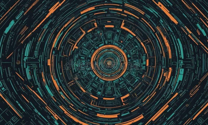 Digital Complex, Abstract Pattern with Concentric Circles and Lines in ...