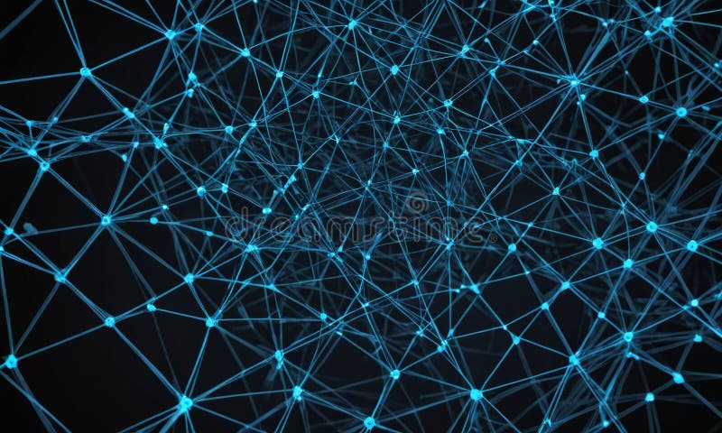 Complex Network Interconnected Blue Lines and Dots, Resembling Digital ...