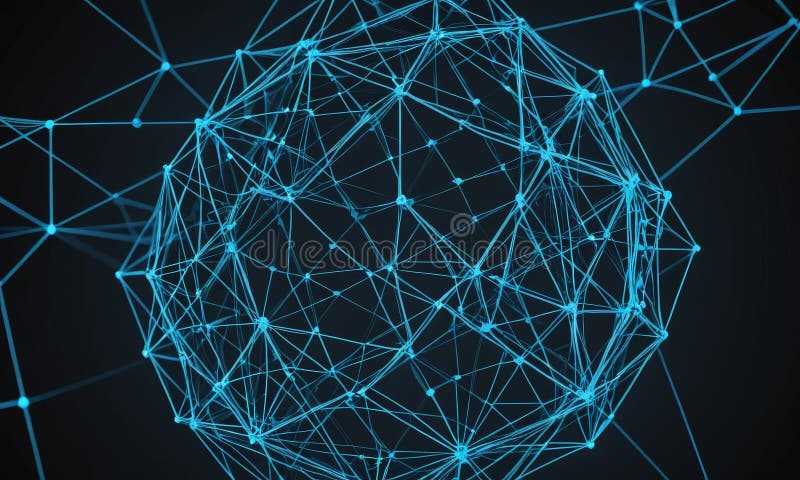 Complex Network Interconnected Blue Lines and Dots, Resembling Digital ...