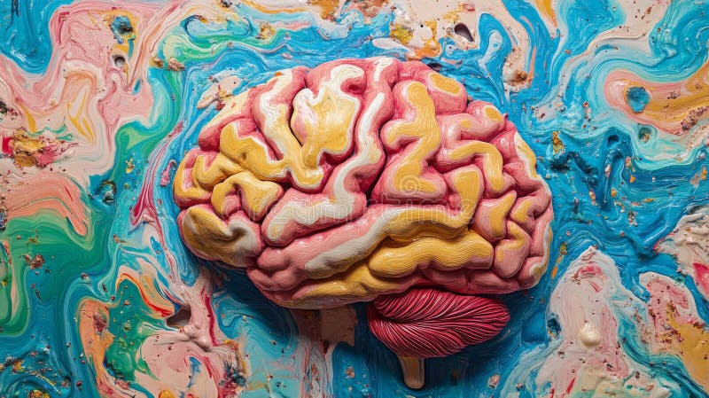 An Artistic Representation of the Human Brain Showcased on a Colorful ...