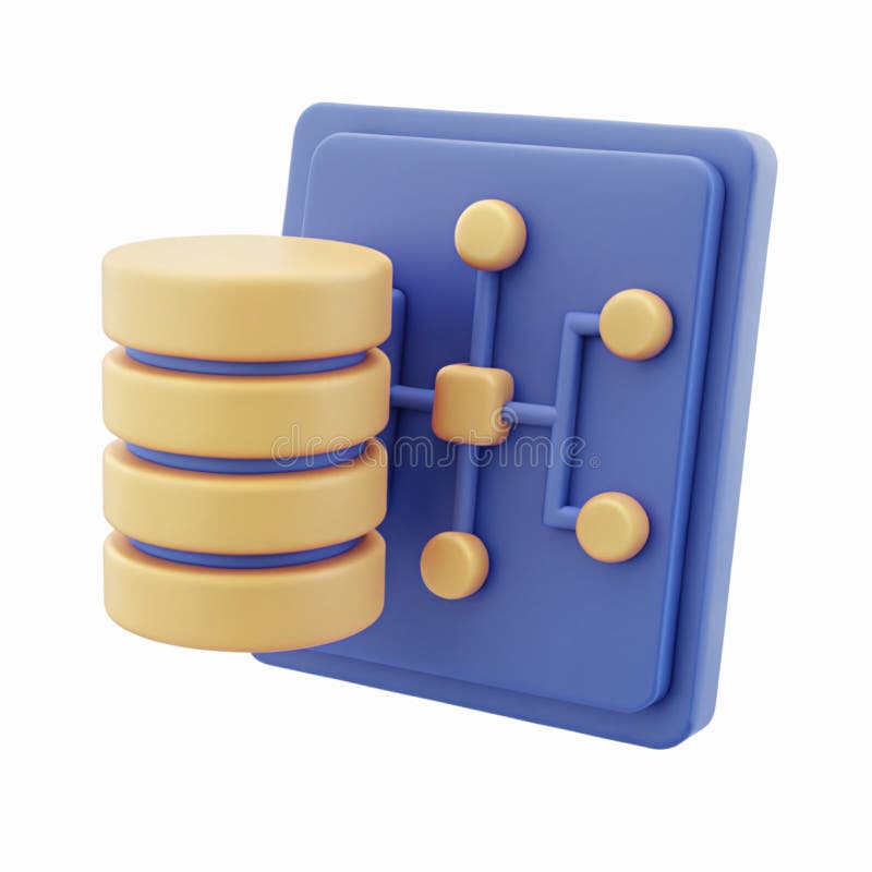 3D Database Icon on Blue Panel Representing Data Storage and Connection ...