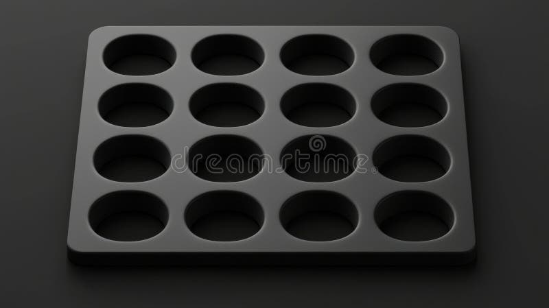 A 3x3 Grid of Empty Black Muffin Tins. Stock Illustration ...