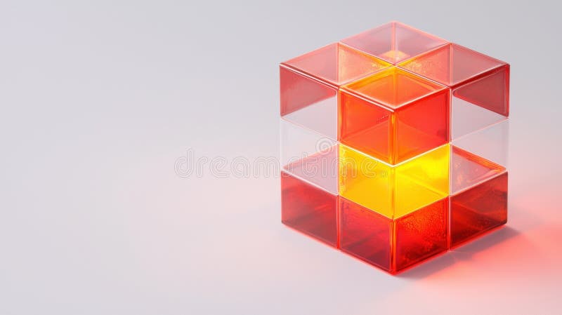 A 3D Rendering of a Cube with a Yellow Light at Its Center. Stock ...