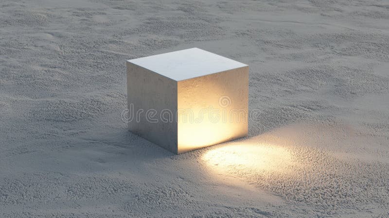 A Cube-shaped Light Source Casting a Warm Glow on a Textured Gray ...