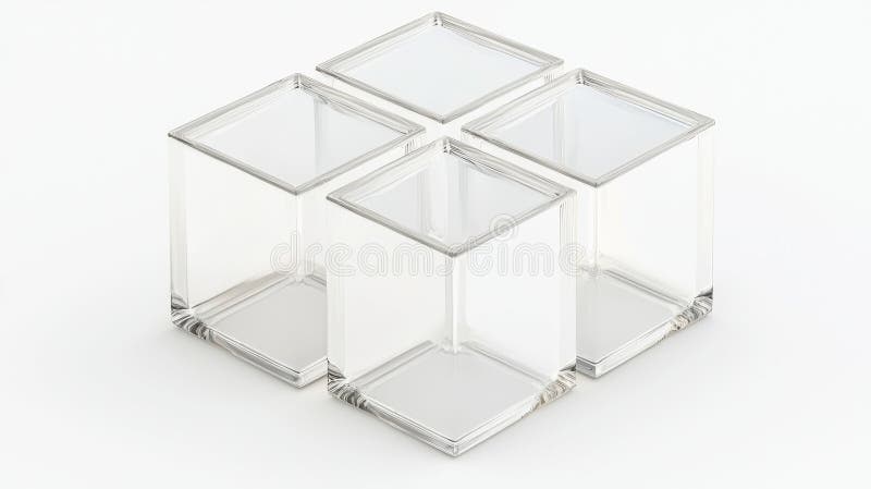A 3D Rendering of a Set of Four Empty, Transparent Cube-shaped ...