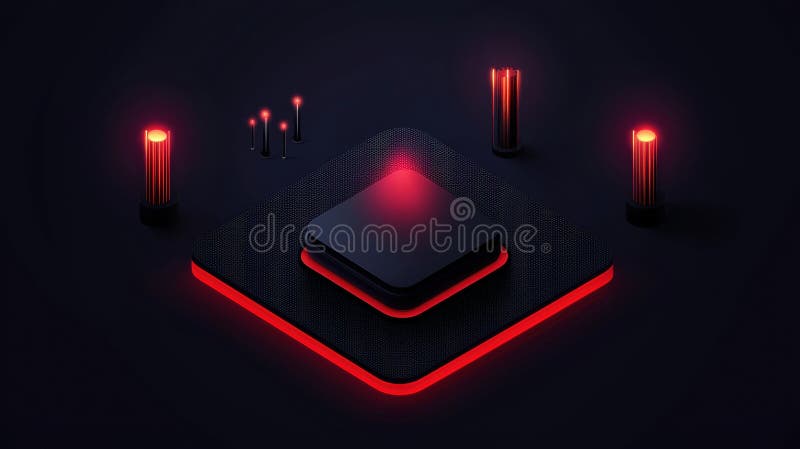 A Futuristic Black and Red Device with Glowing Red Lights. Stock ...