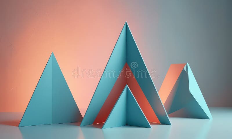 Three Geometric Shapes in Blue, Orange, and Pink are Arranged in ...