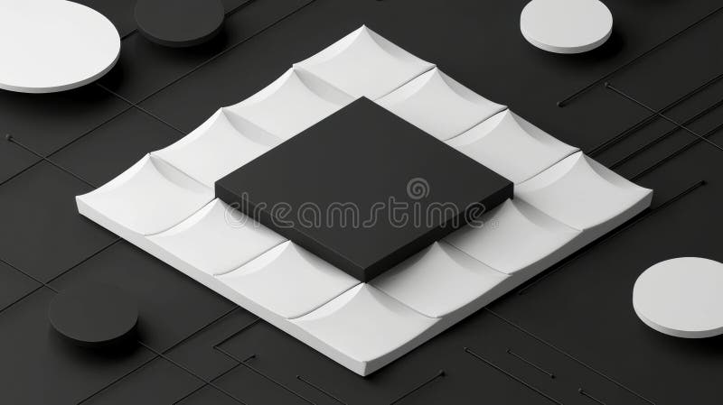 A 3D Rendering of a Black and White Geometric Design. Stock ...