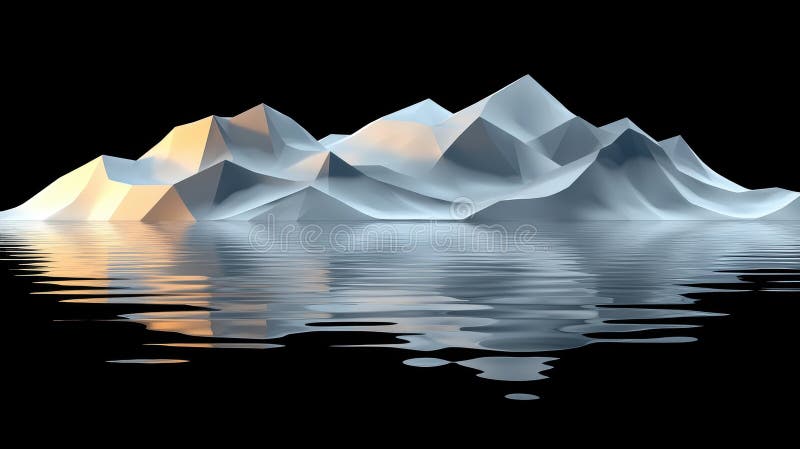 A Digital Rendering of a Mountain Range Reflected in Calm Water. Stock ...
