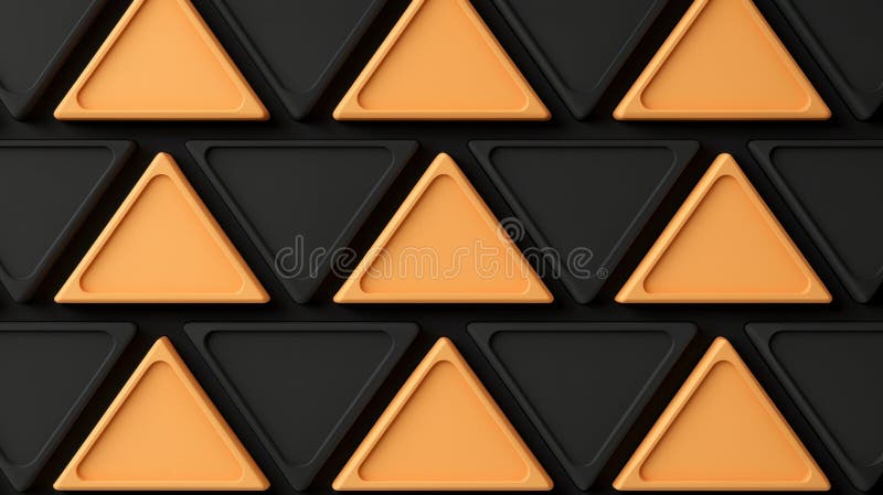 A 3D Rendering of a Repeating Pattern of Orange and Black Triangles ...