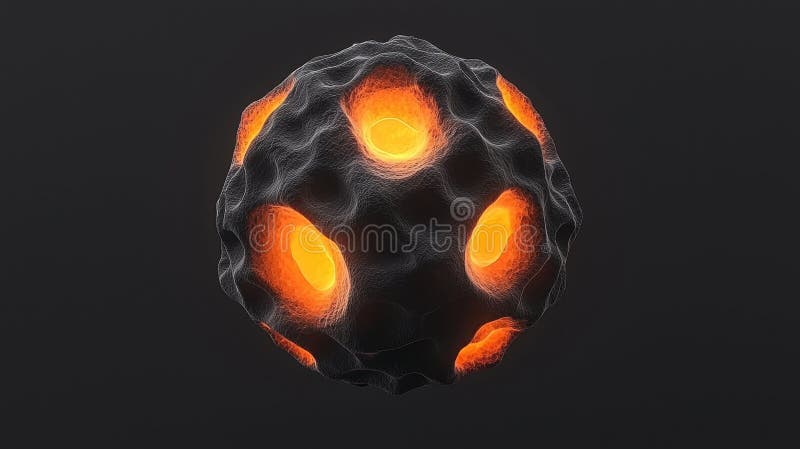 A 3D Rendering of a Fiery Sphere with Glowing Orange and Yellow Hues ...