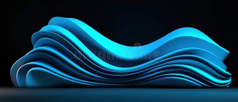 A 3D Rendering of a Wave-like Structure in Shades of Blue. Stock ...