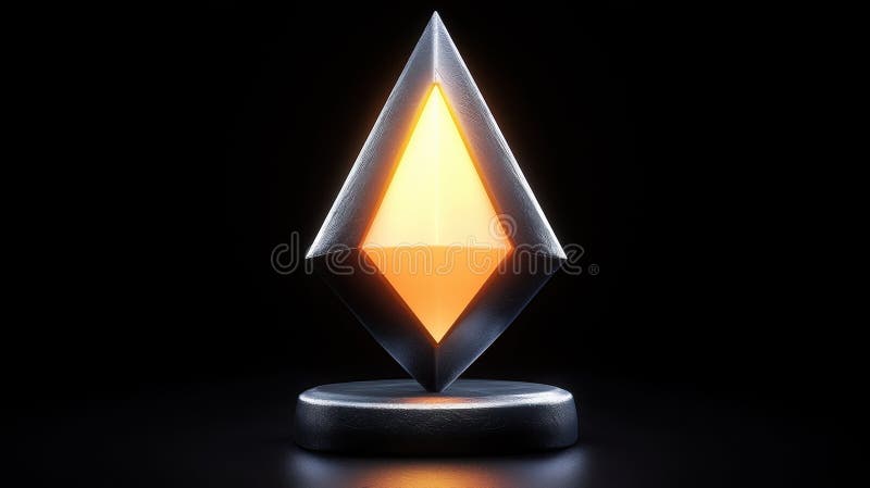 A Glowing Diamond-shaped Object with a Metallic Base. Stock ...