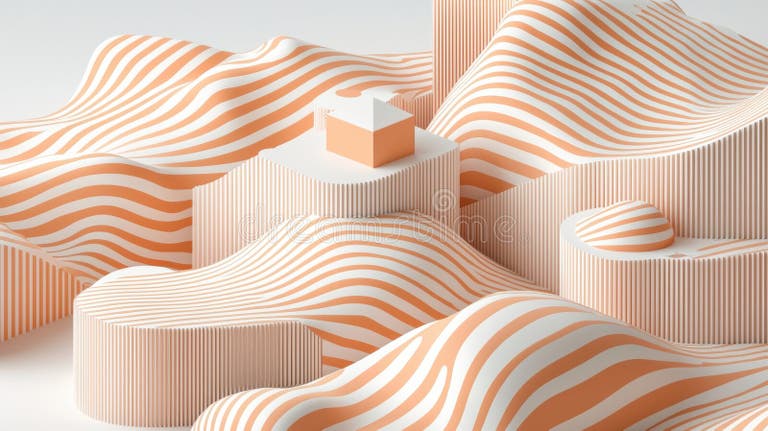 A 3D Rendering of a House on a Wave-like Surface. Stock Illustration ...