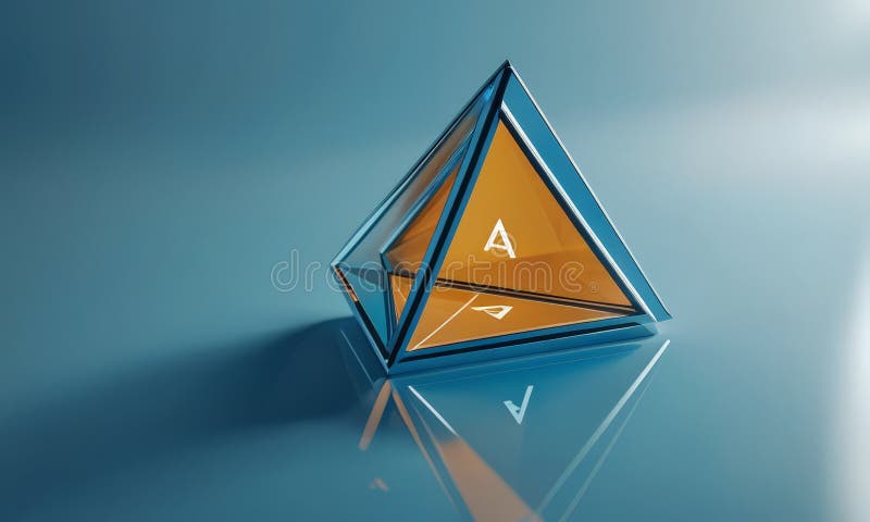 3D Triangular Object with Blue and Orange Color Scheme, Featuring White ...
