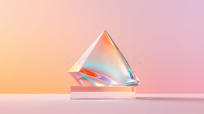 A Crystal Prism Sits on a Pink Base Against a Gradient Background ...