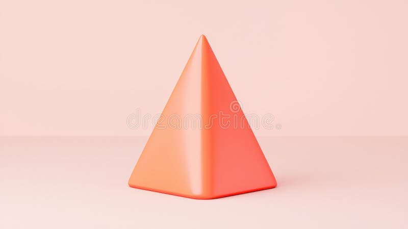 A 3D Rendering of a Red Pyramid on a Light Pink Background. Stock ...