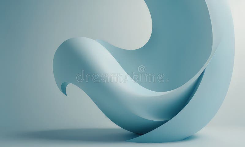 3D Wave-like Shape in Light Blue Hue, with Shadow Cast on White Stock ...