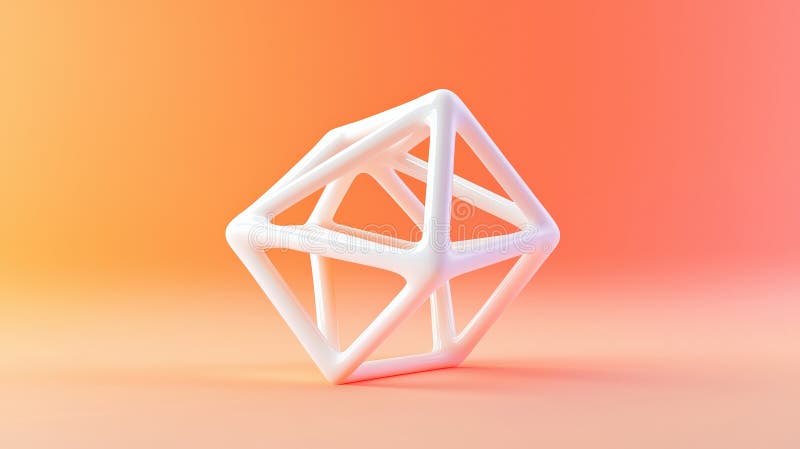 A White Geometric Cube Stands on a Gradient Background. Stock ...