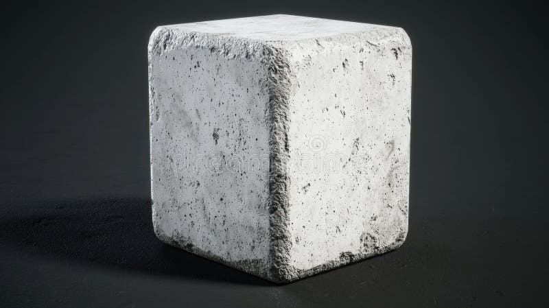 A White Cube with a Rough Texture and a Rough Edge Sits on a Black ...