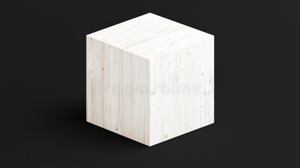 A White Cube with a Wood Grain Texture. Stock Illustration ...