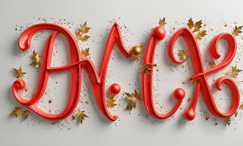 3D the Word "Duck" in Cursive Font, Surrounded by Gold Leaf-like Shapes ...