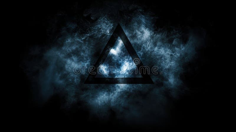 A Triangle with a Black Border and a Blue Center is Centered on a Black ...