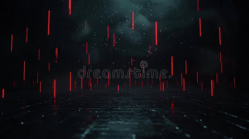 A Dark Room with Red Lights Falling from the Ceiling. Stock Photo ...